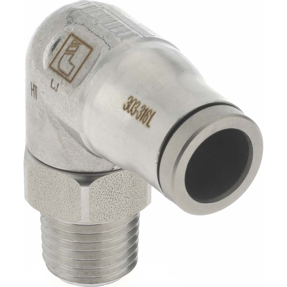Legris - 3/8" Outside Diam, 1/4 NPT, Stainless Steel Push-to-Connect Male Elbow - 48615819 - MSC ...