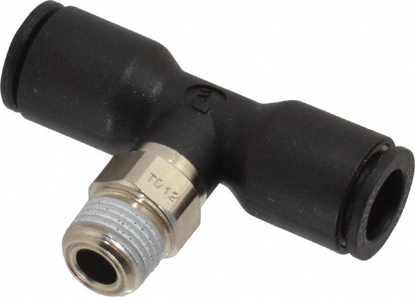 Legris - 5/16" OD, 1/8 NPT, Nylon/Nickel Plated Brass Push-to-Connect Male Branch Tee - 48617583 ...