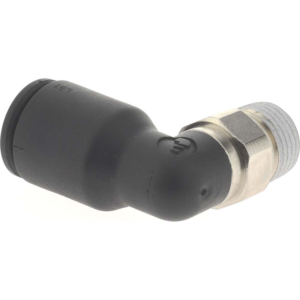 Legris - 5/16" OD, 1/8 NPT, Nylon/Nickel Plated Brass Push-to-Connect Male Elbow - 48617666 ...