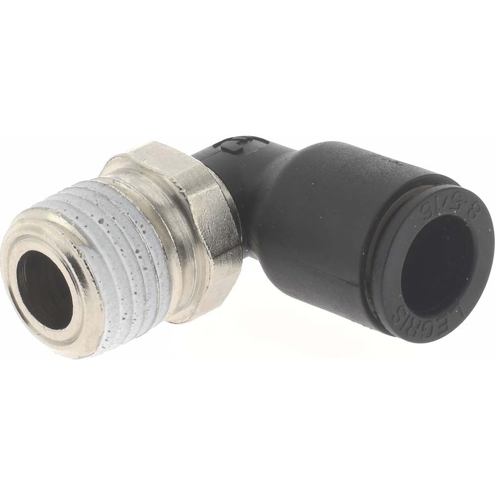 Legris - 5/16" OD, 1/4 NPT, Nylon/Nickel Plated Brass Push-to-Connect Male Elbow - 48617682 ...