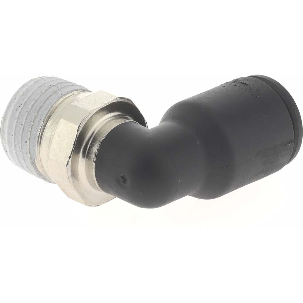 Legris - 5/16" OD, 1/4 NPT, Nylon/Nickel Plated Brass Push-to-Connect Male Elbow - 48617682 ...