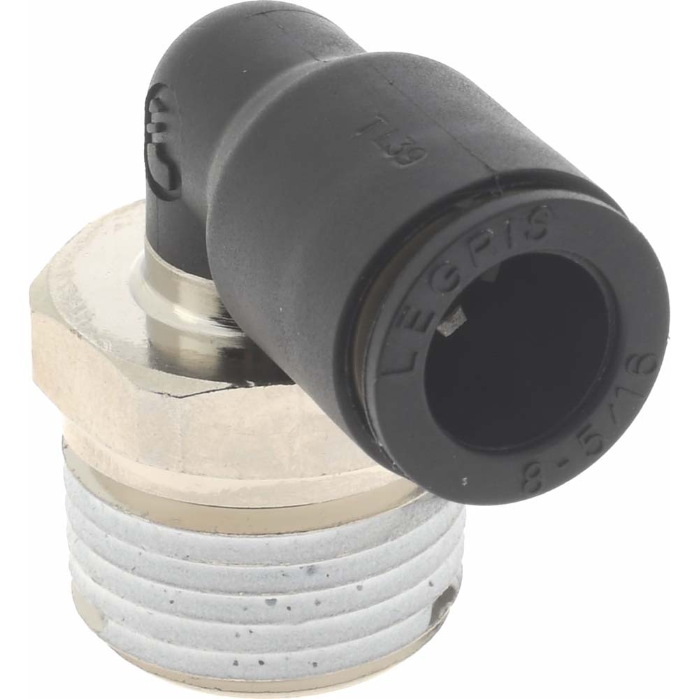 Legris - 5/16" OD, 3/8 NPT, Nylon/Nickel Plated Brass Push-to-Connect Male Elbow - 48617708 ...