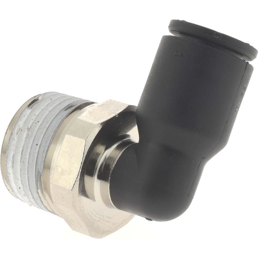 Legris - 5/16" OD, 3/8 NPT, Nylon/Nickel Plated Brass Push-to-Connect Male Elbow - 48617708 ...