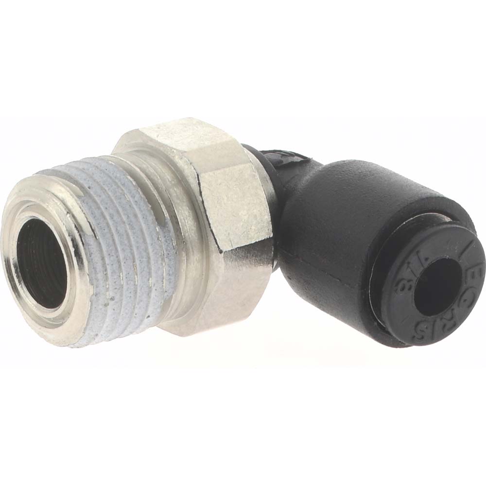 Legris - 1/8" OD, 1/8 NPT, Nylon/Nickel Plated Brass Push-to-Connect Male Elbow - 48618847 - MSC ...