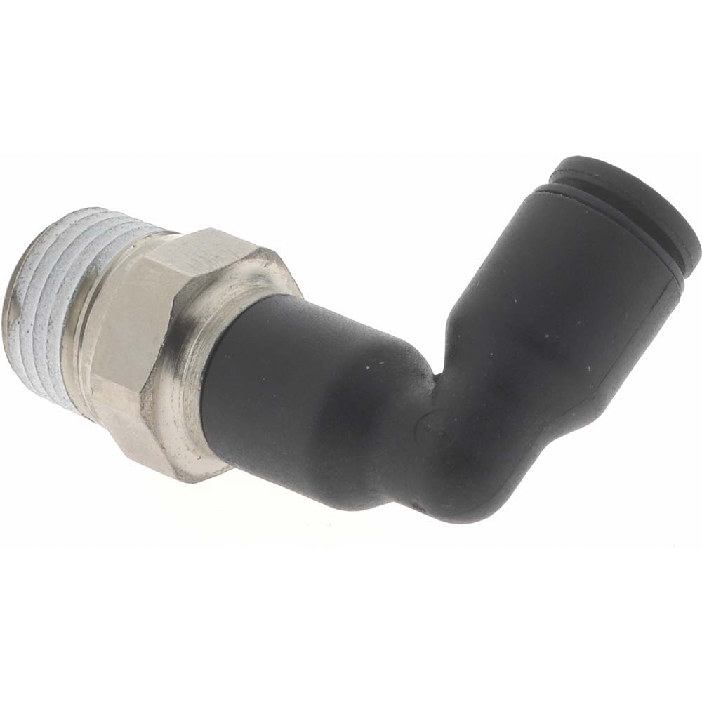 Legris - 5/32" OD, 1/8 NPT, Nylon/Nickel Plated Brass Push-to-Connect Extended Male Elbow ...