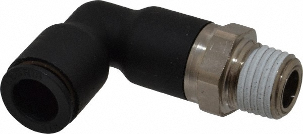 Legris - 3/8" OD, 1/4 NPT, Nylon/Nickel Plated Brass Push-to-Connect Extended Male Elbow ...
