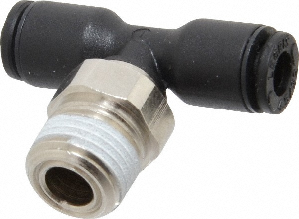 Legris - 5/32" OD, 1/8 NPT, Nylon/Nickel Plated Brass Push-to-Connect Male Branch Tee - 48619720 ...