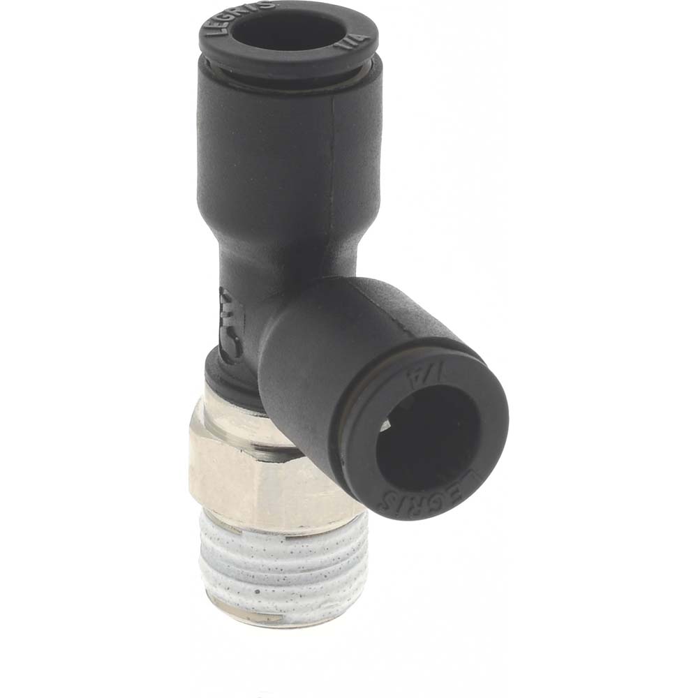 Legris - 1/4" OD, 1/8 NPT, Nylon/Nickel Plated Brass Push-to-Connect Male Run Tee - 48620363 ...