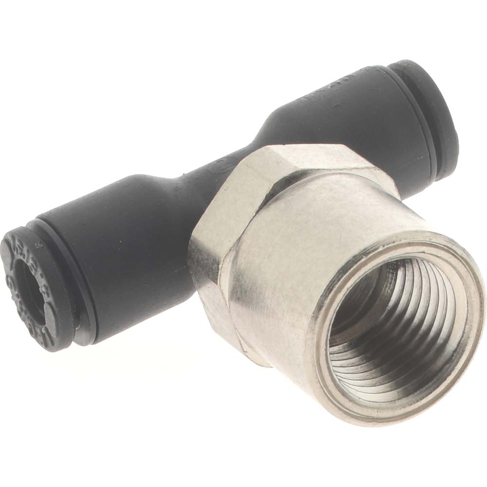 Legris - 5/32" OD, 1/8 NPT, Nylon/Nickel Plated Brass Push-to-Connect Female Branch Tee ...