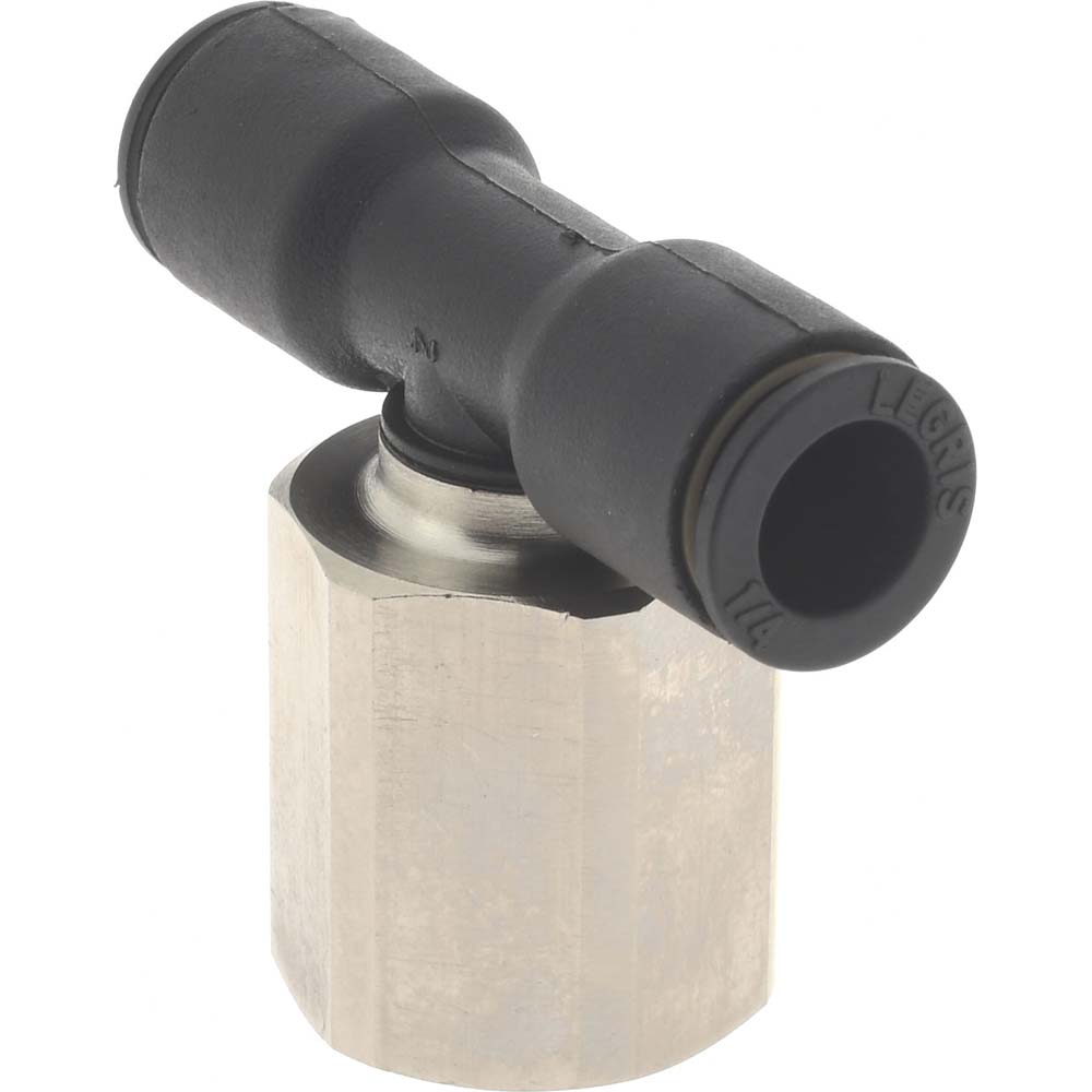 Legris - 1/4" OD, 1/4 NPT, Nylon/Nickel Plated Brass Push-to-Connect Female Branch Tee ...