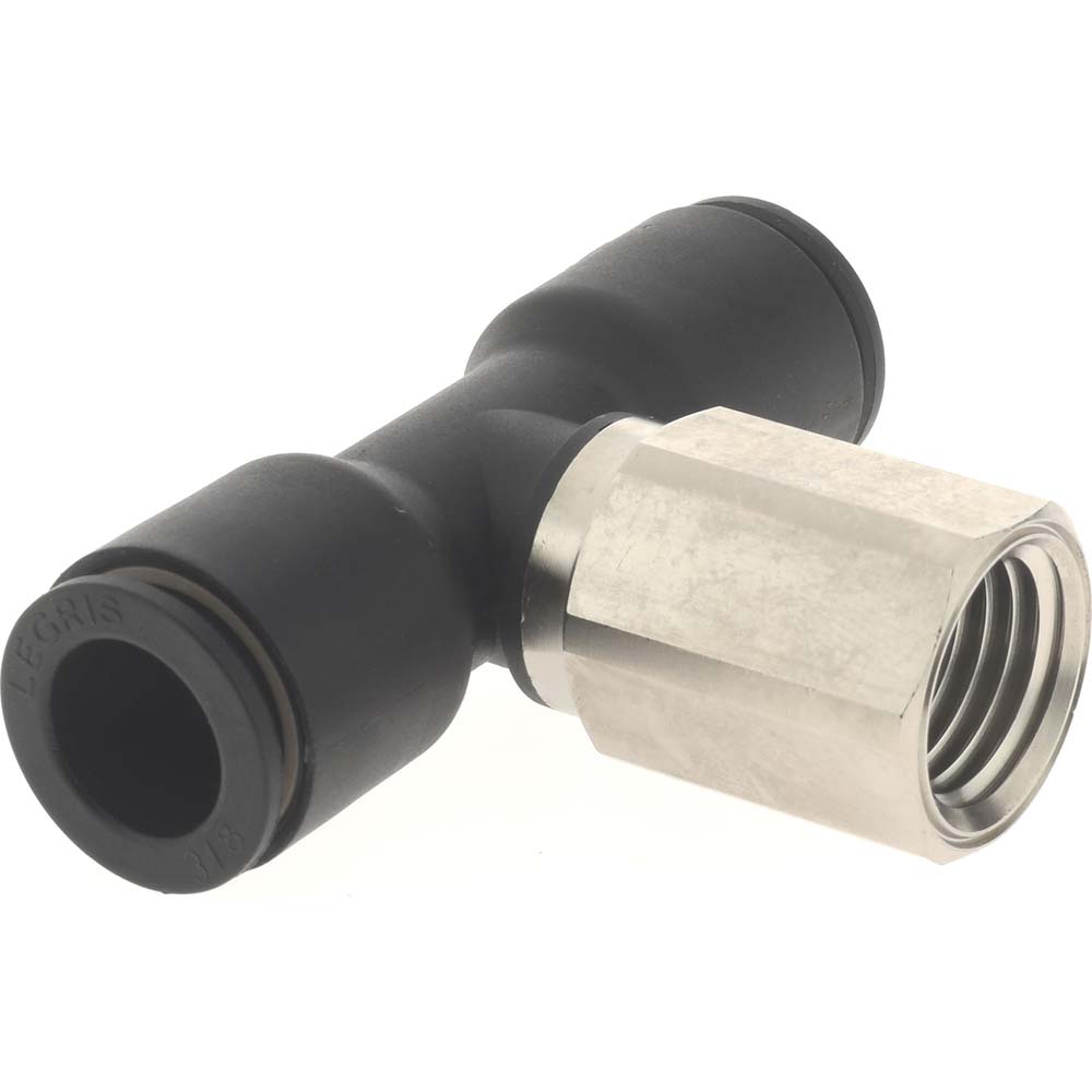 Legris - 3/8" OD, 1/4 NPT, Nylon/Nickel Plated Brass Push-to-Connect Female Branch Tee ...