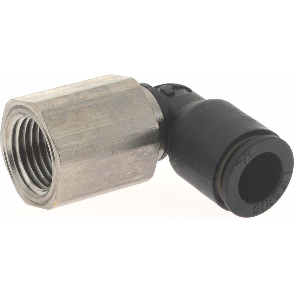Legris - 1/4" OD, 1/8 NPT, Nylon/Nickel Plated Brass Push-to-Connect Female Elbow - 48621122 ...