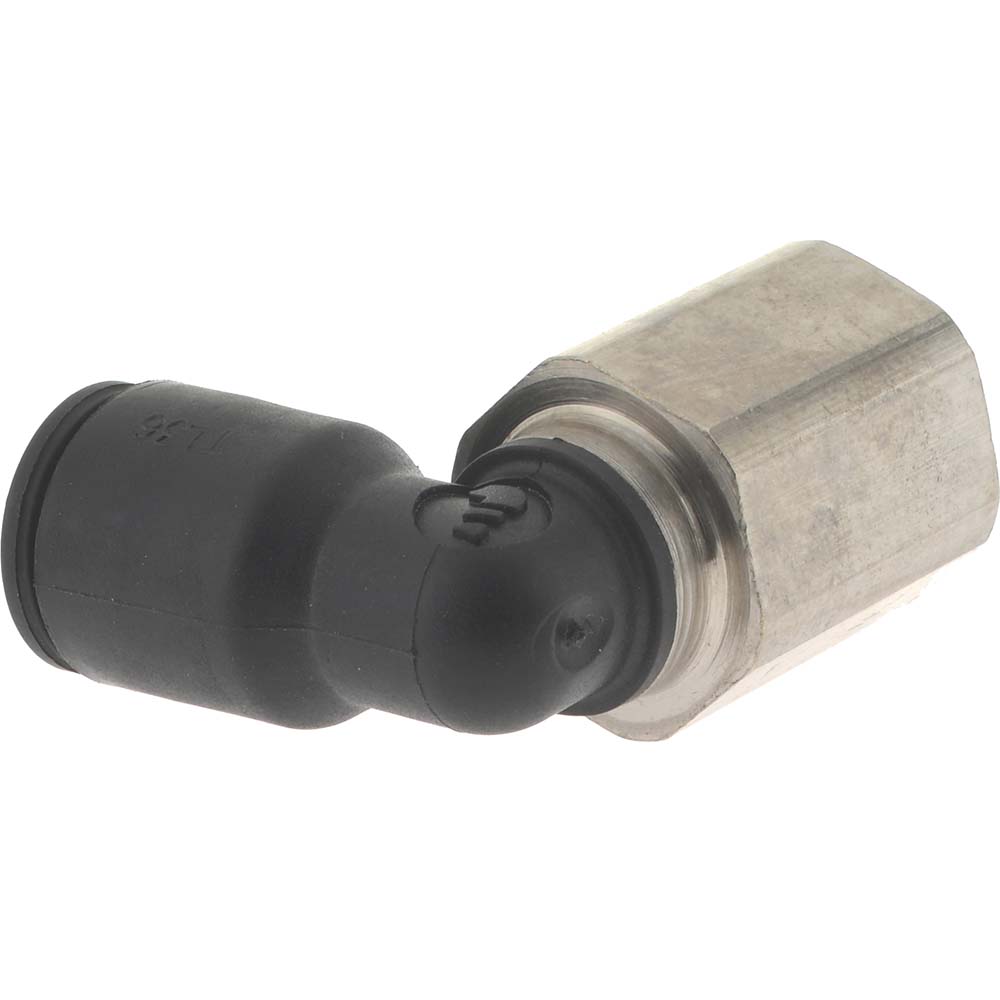 Legris - 1/4" OD, 1/8 NPT, Nylon/Nickel Plated Brass Push-to-Connect Female Elbow - 48621122 ...