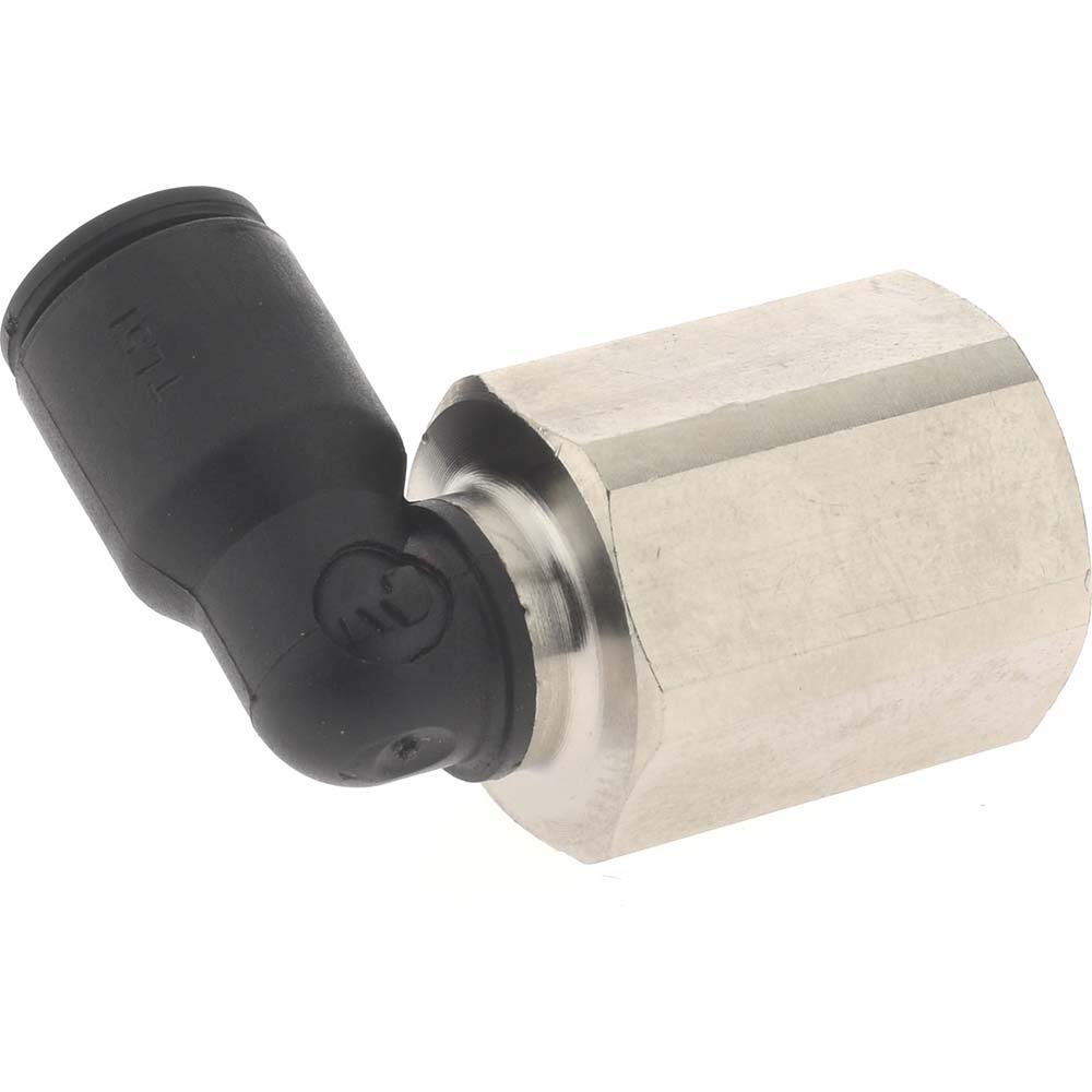 Legris - 1/4" OD, 1/4 NPT, Nylon/Nickel Plated Brass Push-to-Connect Female Elbow - 48621163 ...