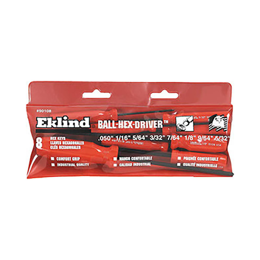 Eklind - 8 Piece, 0.05 to 5/32" Ball End Hex Driver Set | MSC Direct