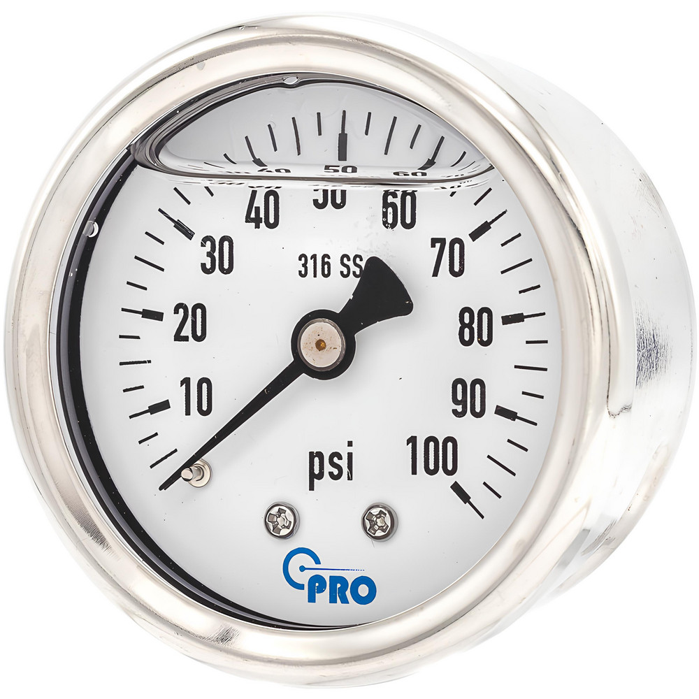 ESP Pro - Pressure Gauge: 2" Dial Dia, 0 to 100 psi, 1/8" NPT, Back Mount | MSC Direct