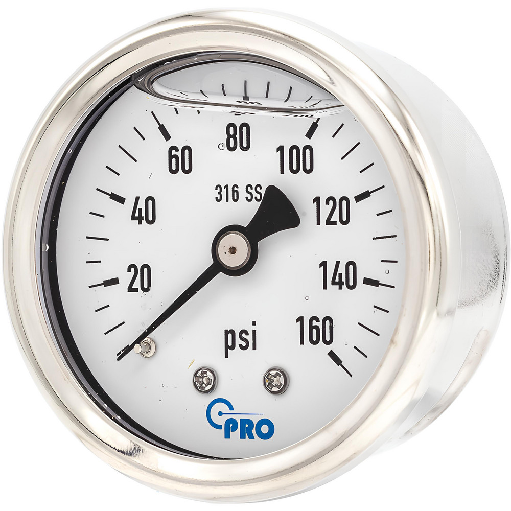 ESP Pro - Pressure Gauge: 2" Dial Dia, 0 to 160 psi, 1/8" NPT, Back Mount | MSC Direct