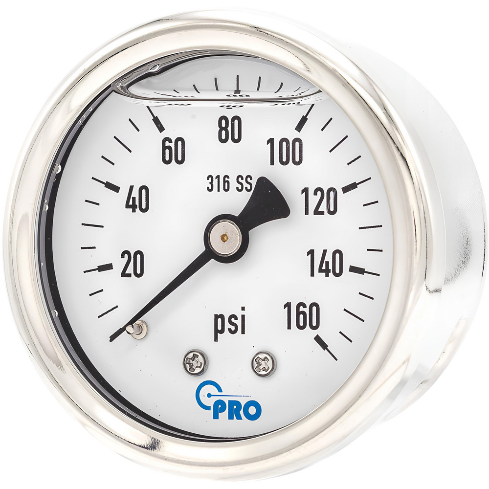 ESP Pro - Pressure Gauge: 2" Dial Dia, 0 to 160 psi, 1/4" NPT, Back Mount | MSC Direct
