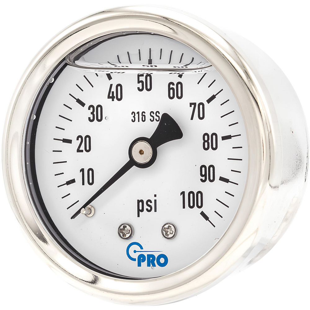 ESP Pro - Pressure Gauge: 2" Dial Dia, 0 to 100 psi, 1/4" NPT, Back Mount | MSC Direct