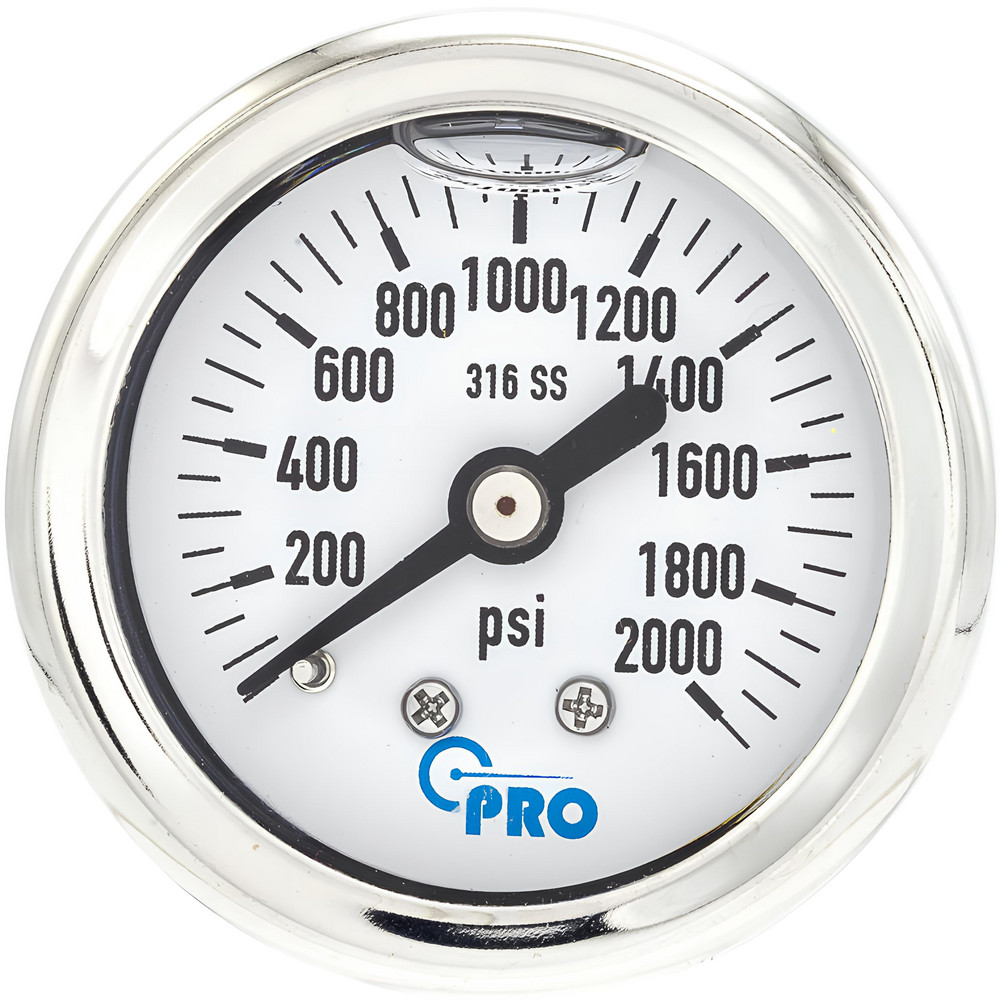 ESP Pro - Pressure Gauge: 1-1/2" Dial Dia, 0 to 2,000 psi, 1/8" NPT, Back Mount | MSC Direct