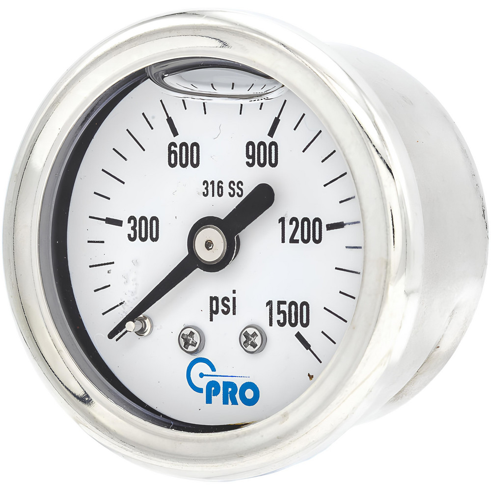 ESP Pro - Pressure Gauge: 1-1/2" Dial Dia, 0 to 1,500 psi, 1/8" NPT, Back Mount | MSC Direct