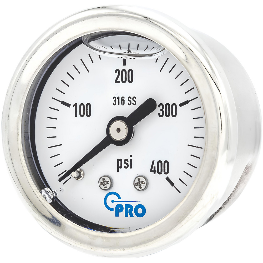 ESP Pro - Pressure Gauge: 1-1/2" Dial Dia, 0 to 400 psi, 1/8" NPT, Back Mount | MSC Direct