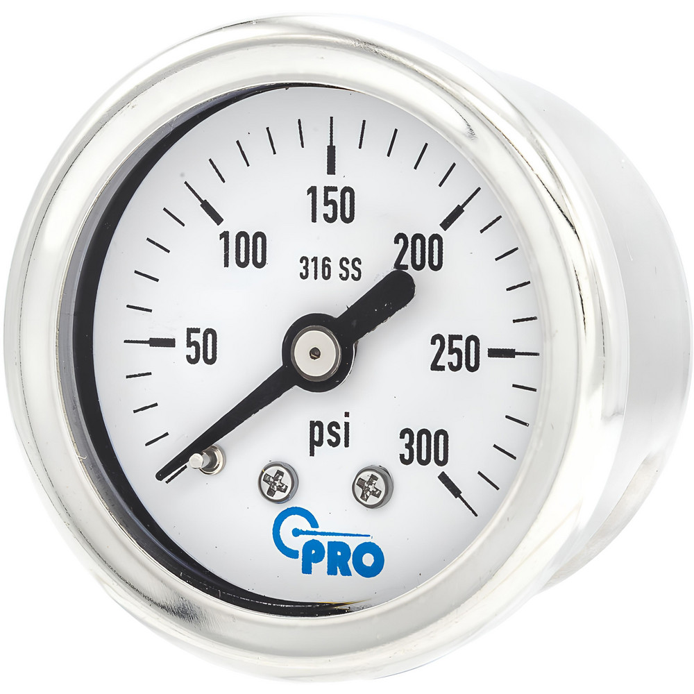 ESP Pro - Pressure Gauge: 1-1/2" Dial Dia, 0 to 300 psi, 1/8" NPT, Back Mount | MSC Direct