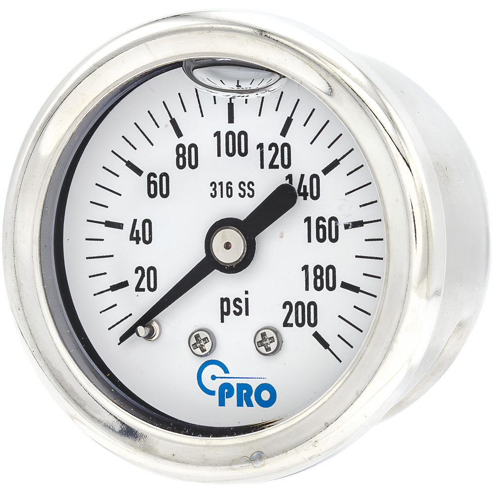 ESP Pro - Pressure Gauge: 1-1/2" Dial Dia, 0 to 200 psi, 1/8" NPT, Back Mount | MSC Direct