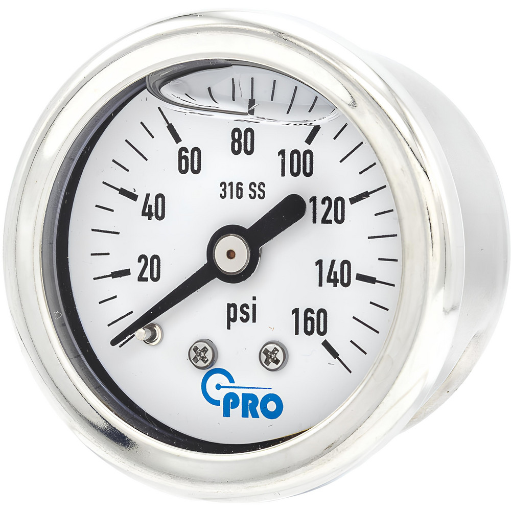 ESP Pro - Pressure Gauge: 1-1/2" Dial Dia, 0 to 160 psi, 1/8" NPT, Back Mount | MSC Direct