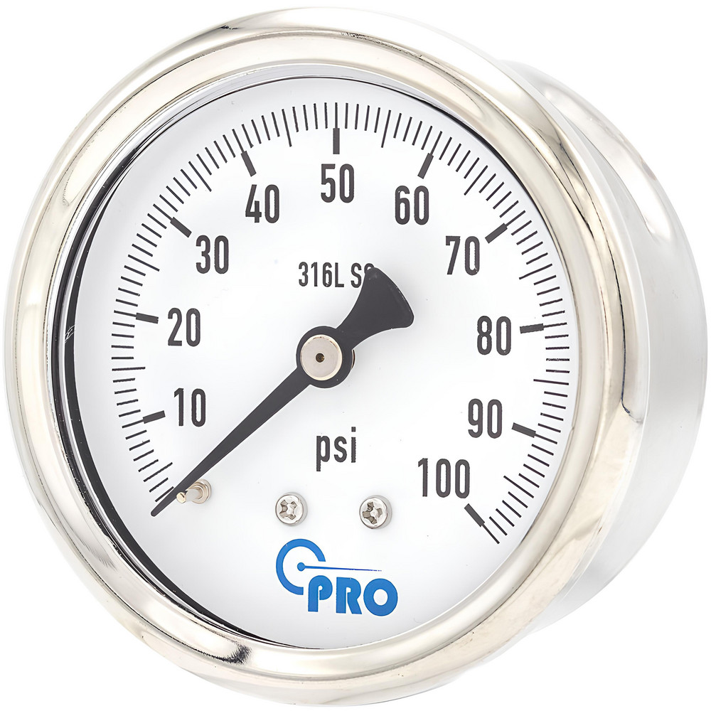 ESP Pro - Pressure Gauge: 2-1/2" Dial Dia, 0 to 100 psi, 1/4" NPT, Back Mount | MSC Direct