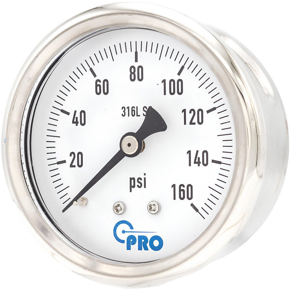 ESP Pro - Pressure Gauge: 2-1/2" Dial Dia, 0 to 160 psi, 1/4" NPT, Back Mount | MSC Direct