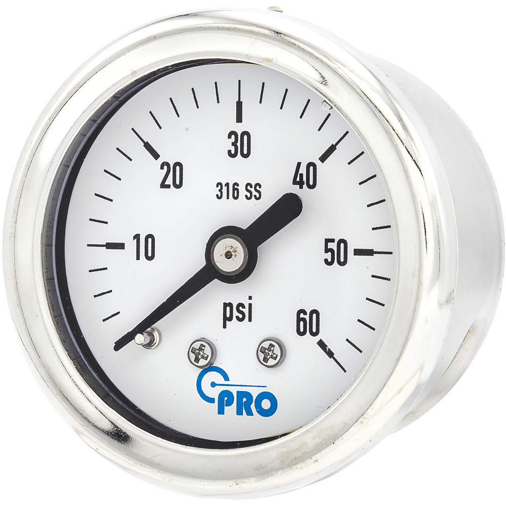 ESP Pro - Pressure Gauge: 1-1/2" Dial Dia, 0 to 60 psi, 1/8" NPT, Back Mount | MSC Direct