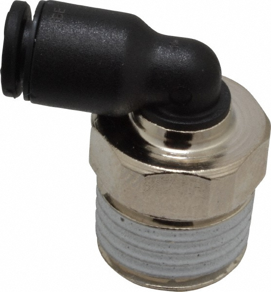 Legris - 1/4" OD, 1/8 NPT, Nylon/Nickel Plated Brass Push-to-Connect Extended Male Elbow ...