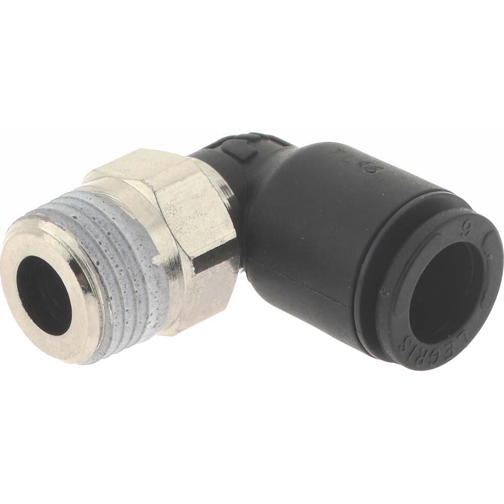 Legris - 6mm OD, 1/8 BSPT, Nylon/Nickel Plated Brass Push-to-Connect Male Elbow - 48682637 - MSC ...
