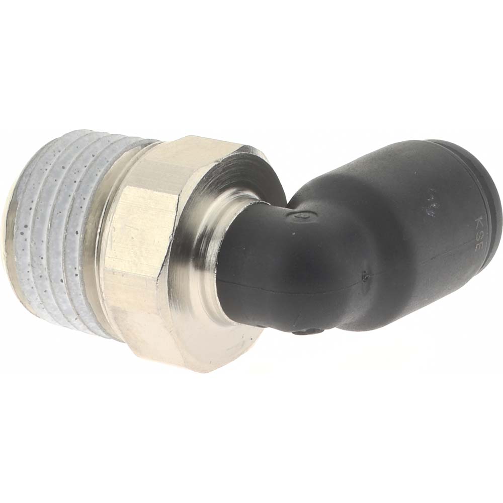 Legris - 6mm OD, 1/4 BSPT, Nylon/Nickel Plated Brass Push-to-Connect Male Elbow - 48682660 - MSC ...