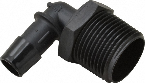 Made in USA - 1/2" Barb, 3/4 NPT, Nylon Single Barbed Tube Elbow ...