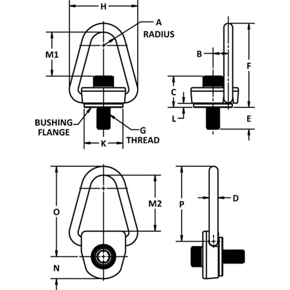 ADB Hoist Rings - Side Pull Hoist Ring: Screw-On, 2500 lb Capacity, 360 ...