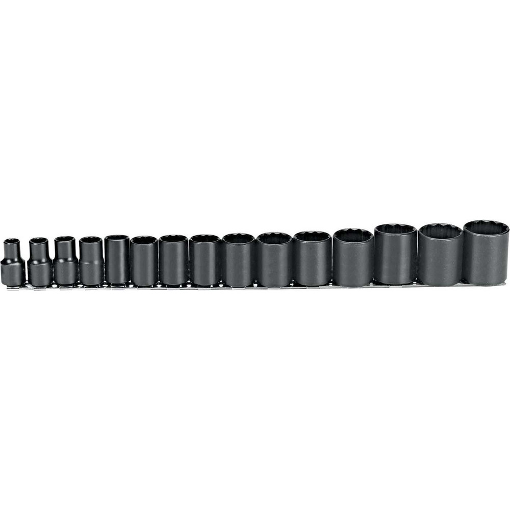 Proto - Socket Set: Standard, 15 Pc, 1/2" Drive, 3/8 to 1-1/4" | MSC Direct