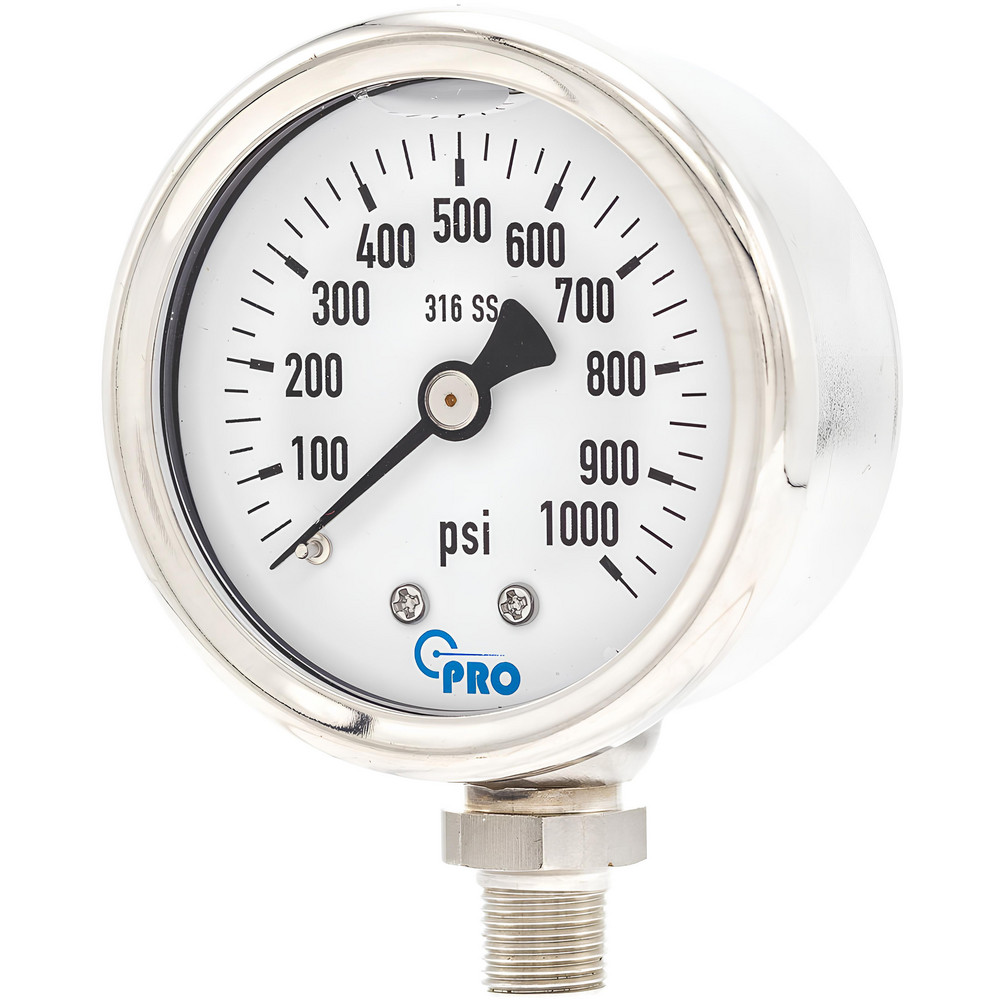 ESP Pro - Pressure Gauge: 2" Dial Dia, 0 to 1,000 psi, 1/8" NPT, Bottom Mount | MSC Direct