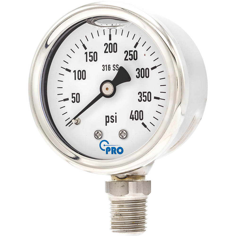 ESP Pro - Pressure Gauge: 2" Dial Dia, 0 to 400 psi, 1/4" NPT, Bottom Mount | MSC Direct