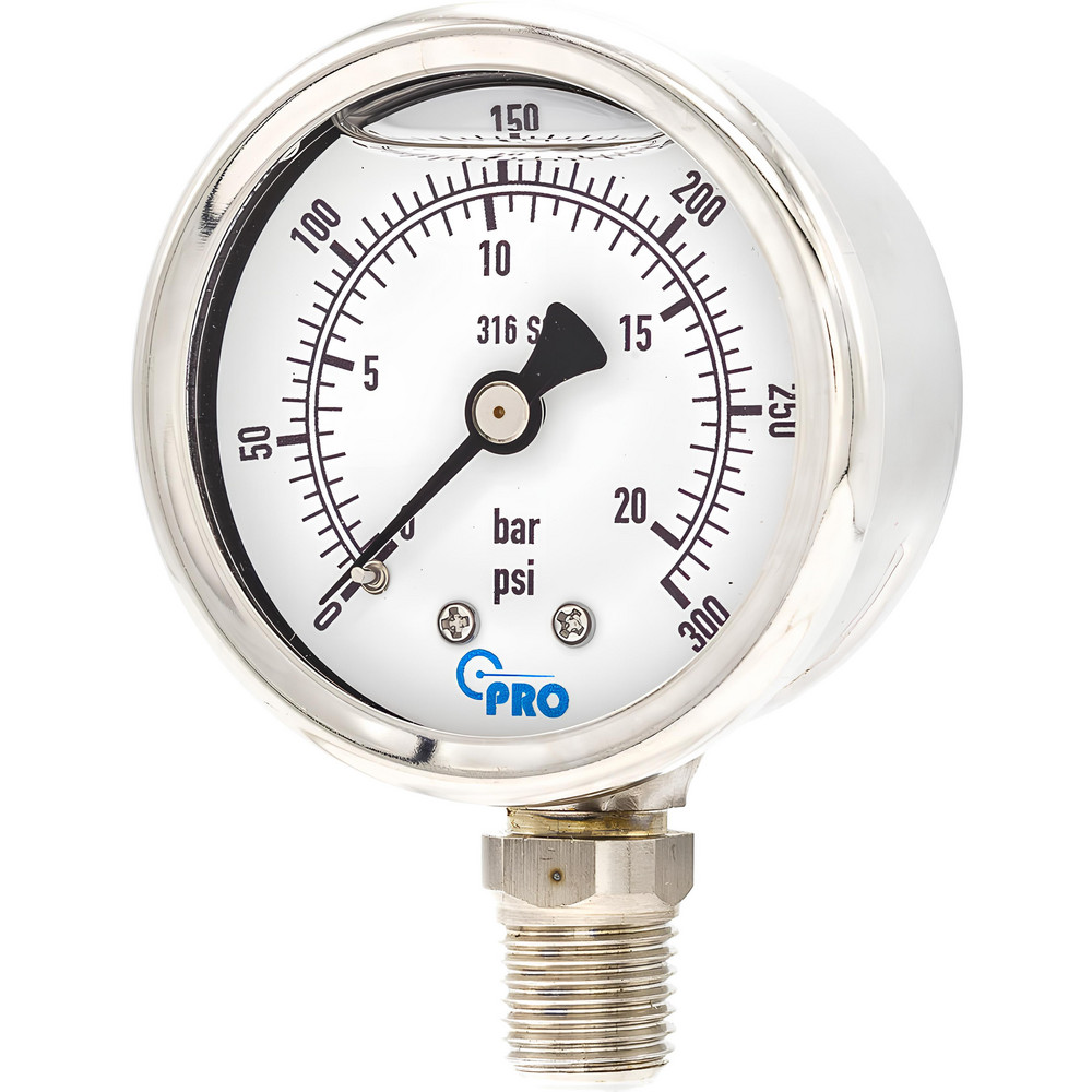 ESP Pro - Pressure Gauge: 2" Dial Dia, 0 to 300 psi, 1/4" NPT, Bottom Mount | MSC Industrial ...