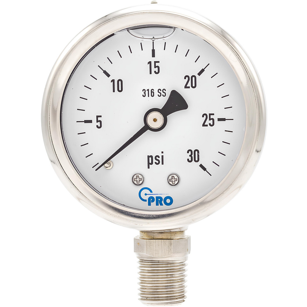 ESP Pro - Pressure Gauge: 2" Dial Dia, 0 to 30 psi, 1/4" NPT, Bottom Mount | MSC Direct