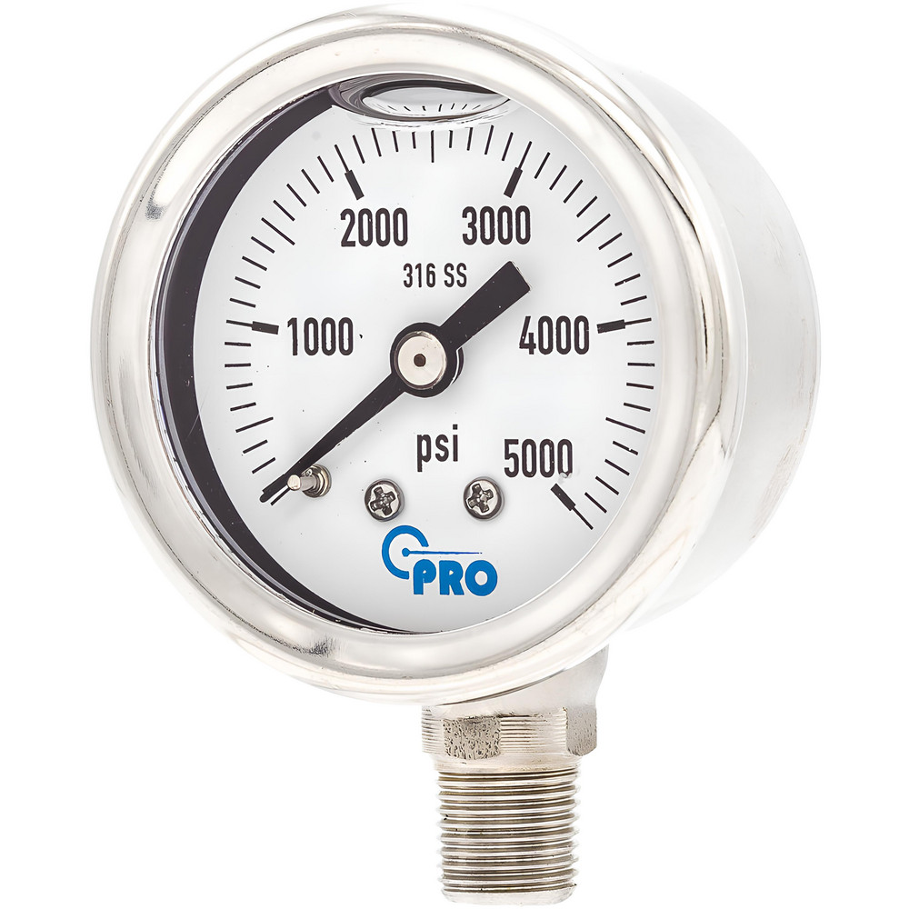 ESP Pro - Pressure Gauge: 1-1/2" Dial Dia, 0 to 5,000 psi, 1/8" NPT ...