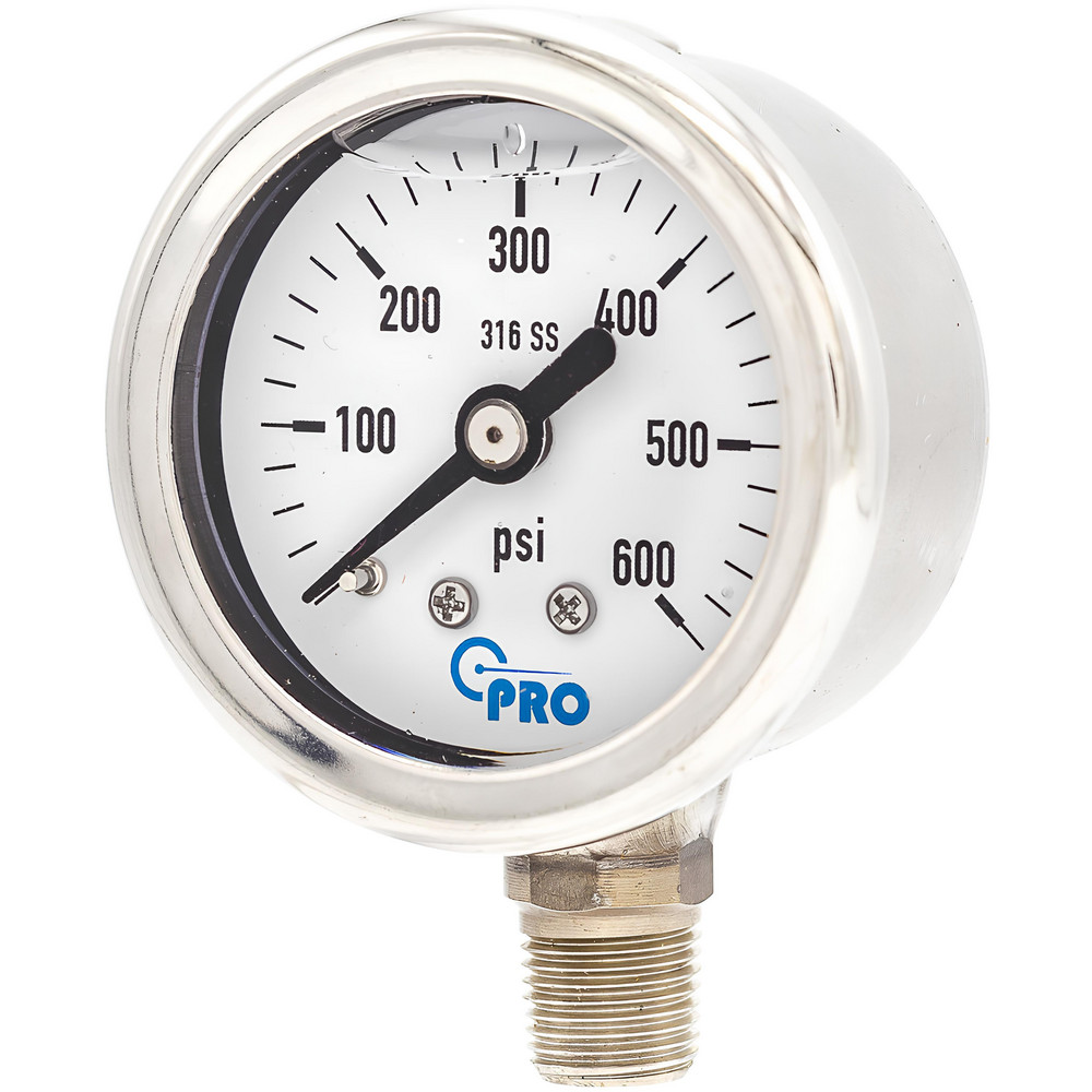 ESP Pro - Pressure Gauge: 1-1/2" Dial Dia, 0 to 1,000 psi, 1/8" NPT, Bottom Mount | MSC Direct