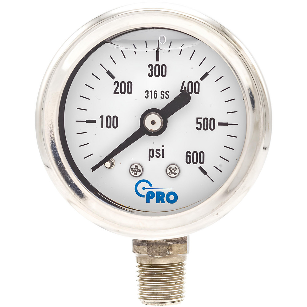 ESP Pro - Pressure Gauge: 1-1/2" Dial Dia, 0 to 1,000 psi, 1/8" NPT ...