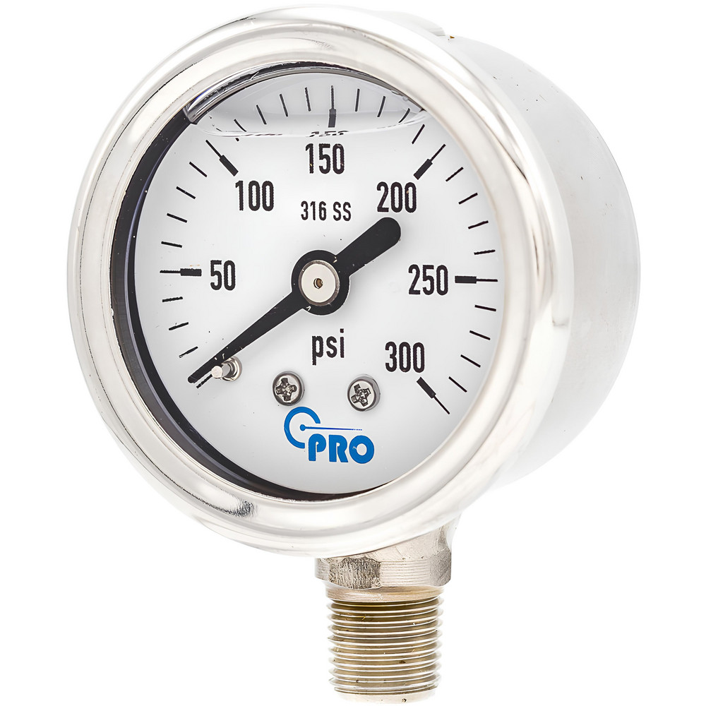 ESP Pro - Pressure Gauge: 1-1/2" Dial Dia, 0 to 300 psi, 1/8" NPT, Bottom Mount | MSC Direct