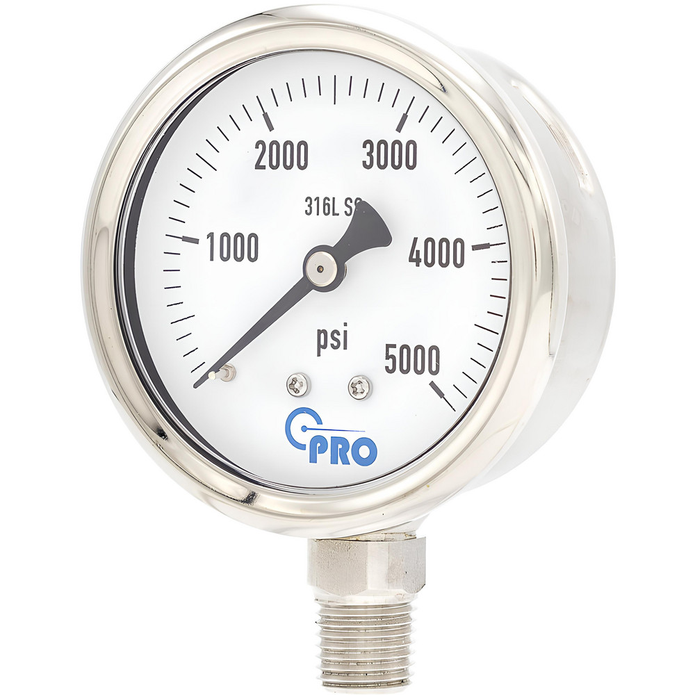 ESP Pro - Pressure Gauge: 2-1/2" Dial Dia, 0 to 5,000 psi, 1/4" NPT ...