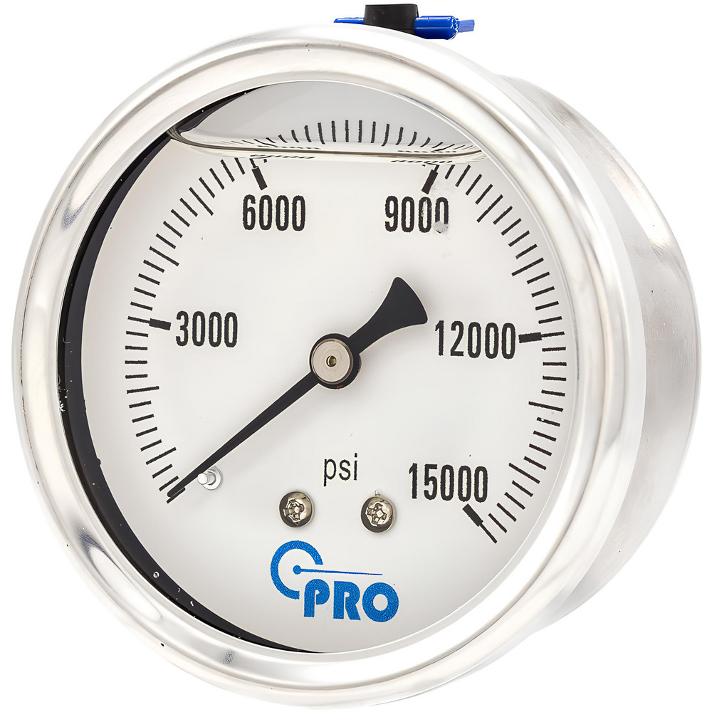 ESP Pro - Pressure Gauge: 2-1/2" Dial Dia, 0 to 15,000 psi, 1/4" NPT, Back Mount | MSC Direct