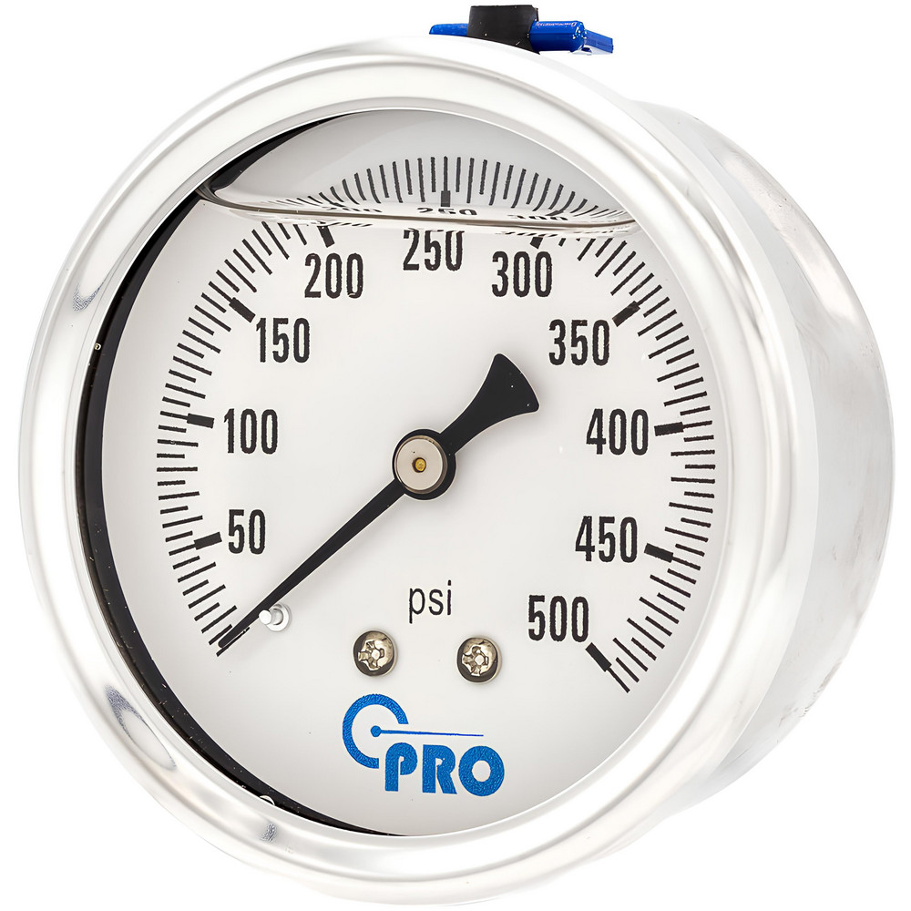 ESP Pro - Pressure Gauge: 2-1/2" Dial Dia, 0 to 500 psi, 1/4" NPT, Back Mount | MSC Direct