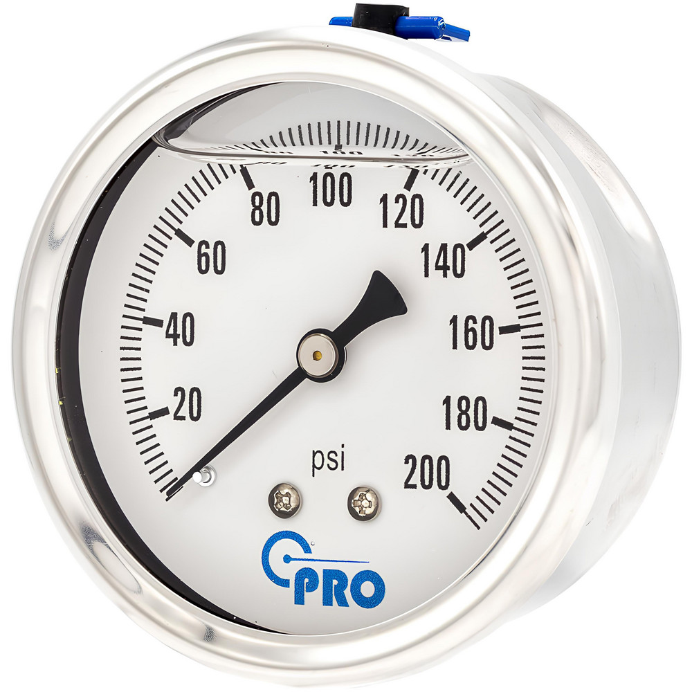 ESP Pro - Pressure Gauge: 2-1/2" Dial Dia, 0 to 200 psi, 1/4" NPT, Back Mount | MSC Direct
